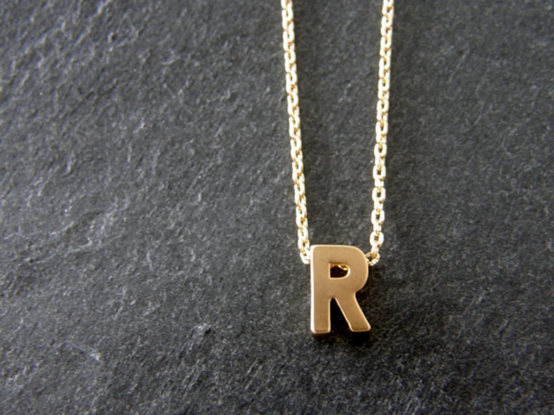 Gold Initial Letter R Necklace Personalized Necklace Wedding - Etsy