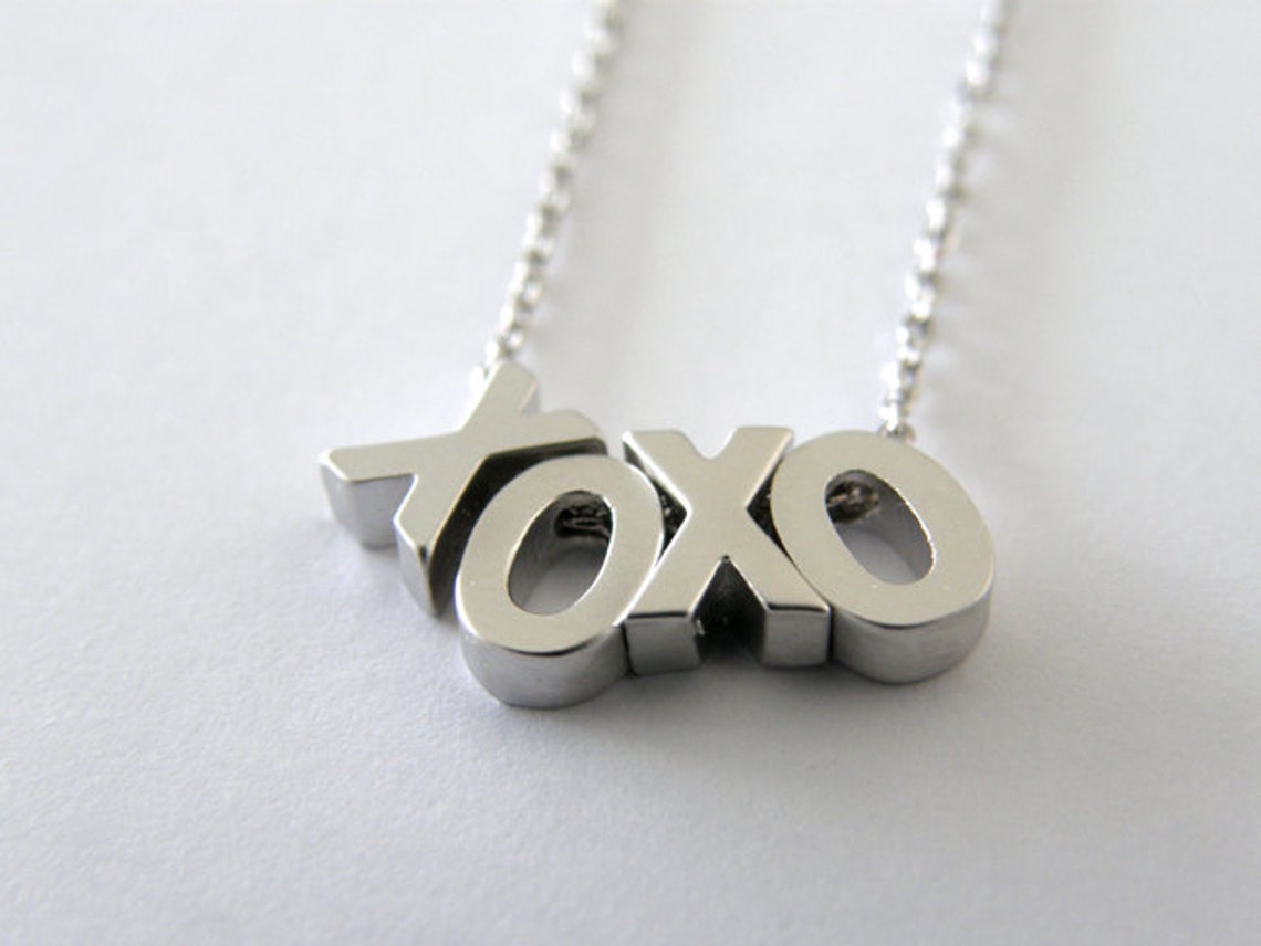 XOXO Silver Necklace, Hugs and Kisses Necklace, Valentines Gift, Gift ...