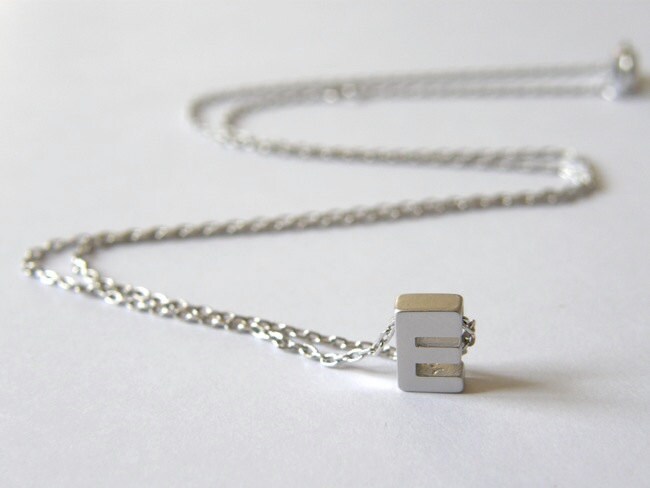 Initial Letter E Necklace, Alphabet Necklace, Personalized Necklace ...