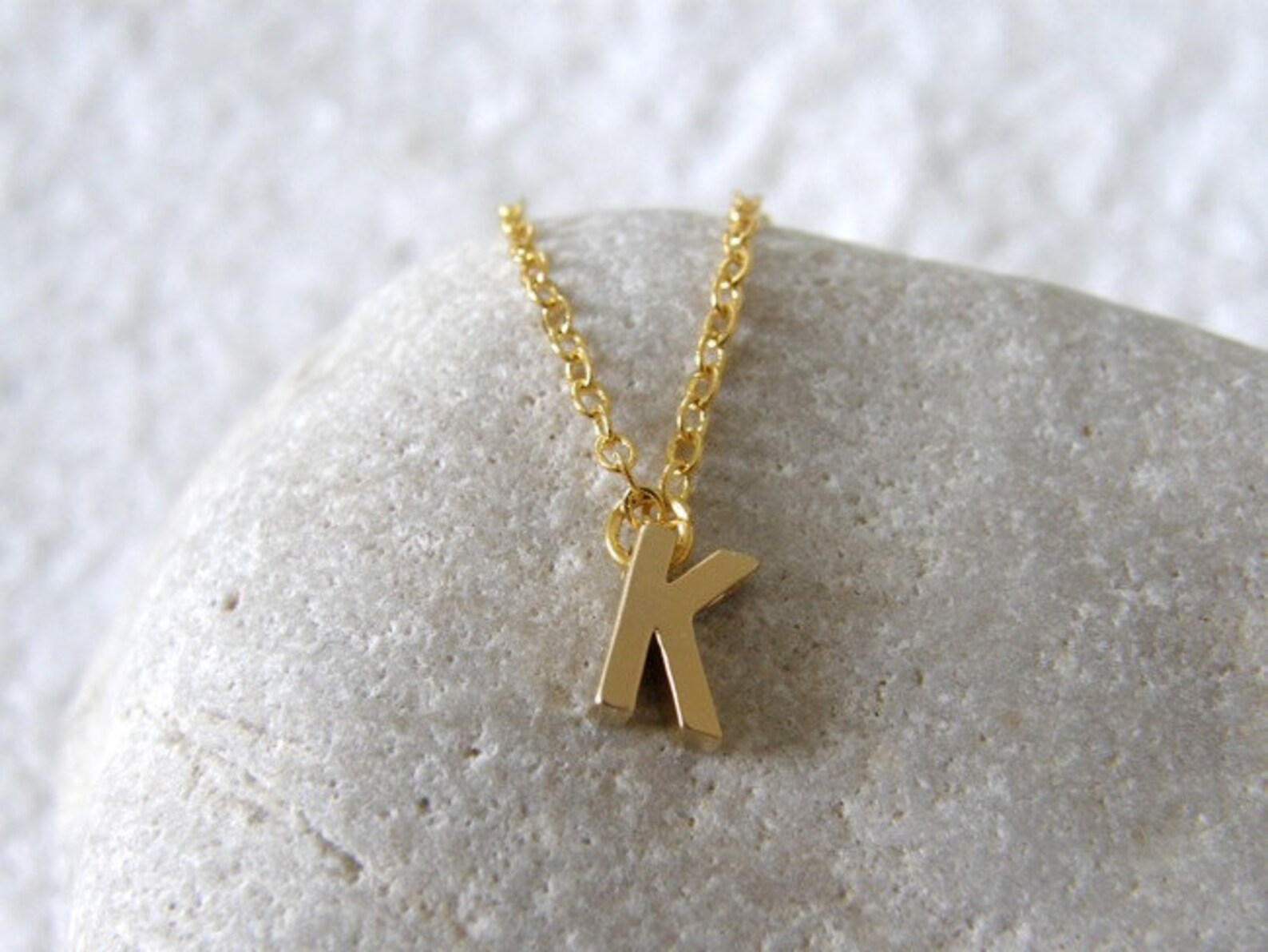 Tiny Gold Initial Letter K Necklace, Gold Initial, Personalized ...