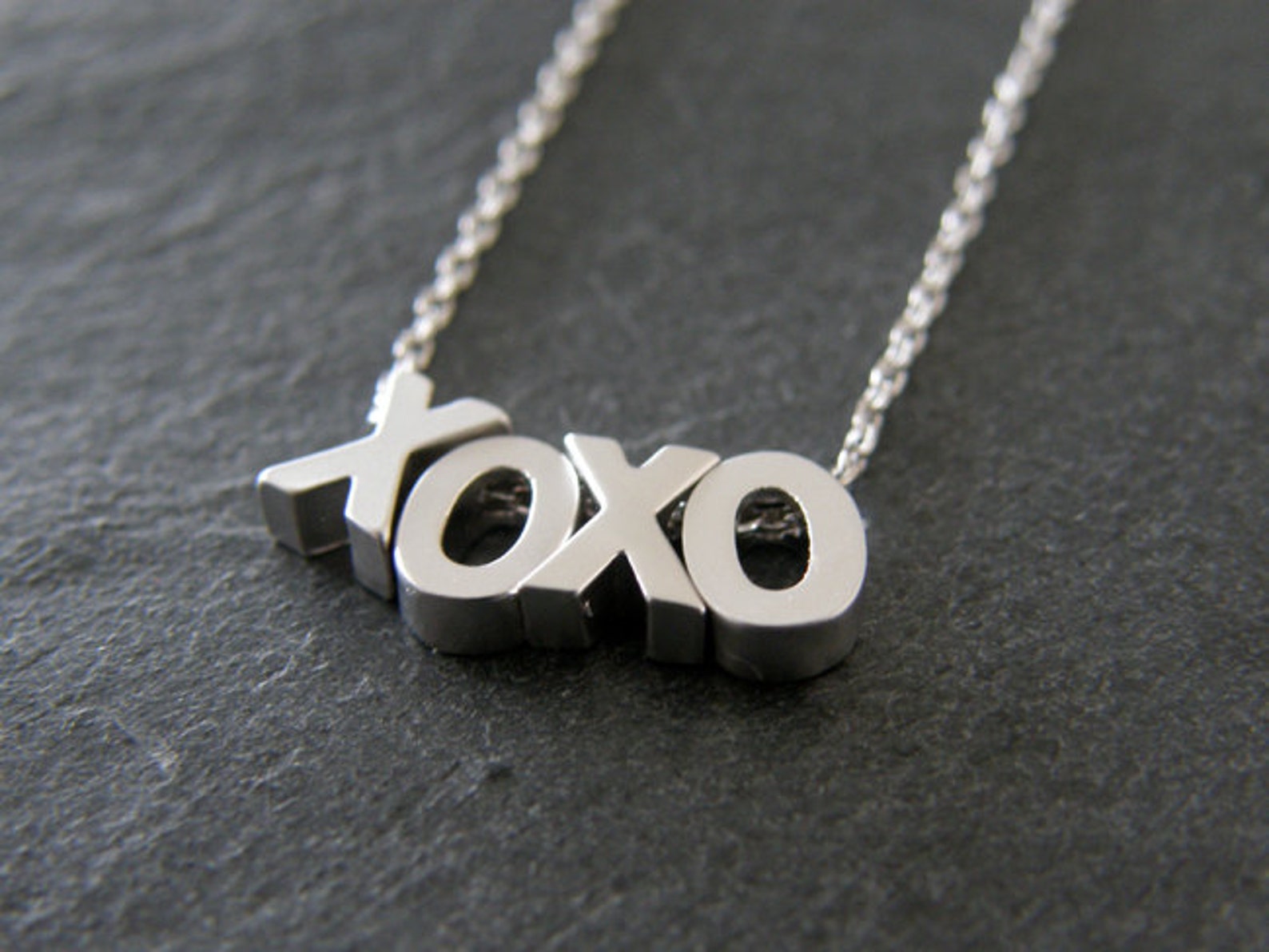 XOXO Silver Necklace, Hugs and Kisses Necklace, Valentines Gift, Gift ...