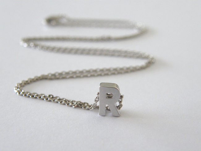 Personalized Silver Initial Letter R Necklace, Alphabet Necklace ...