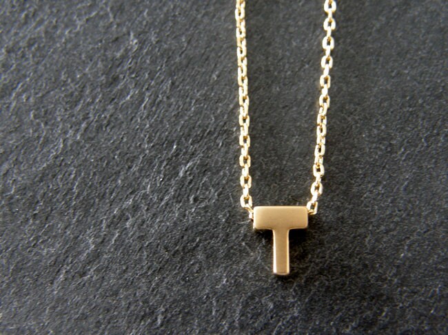 Gold Initial Letter T Necklace, Personalized Necklace, Wedding Jewelry ...