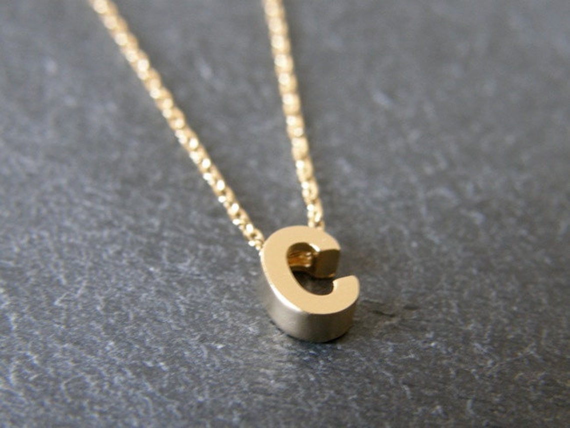Personalized Initial Necklace Letter C Gold Necklace - Etsy