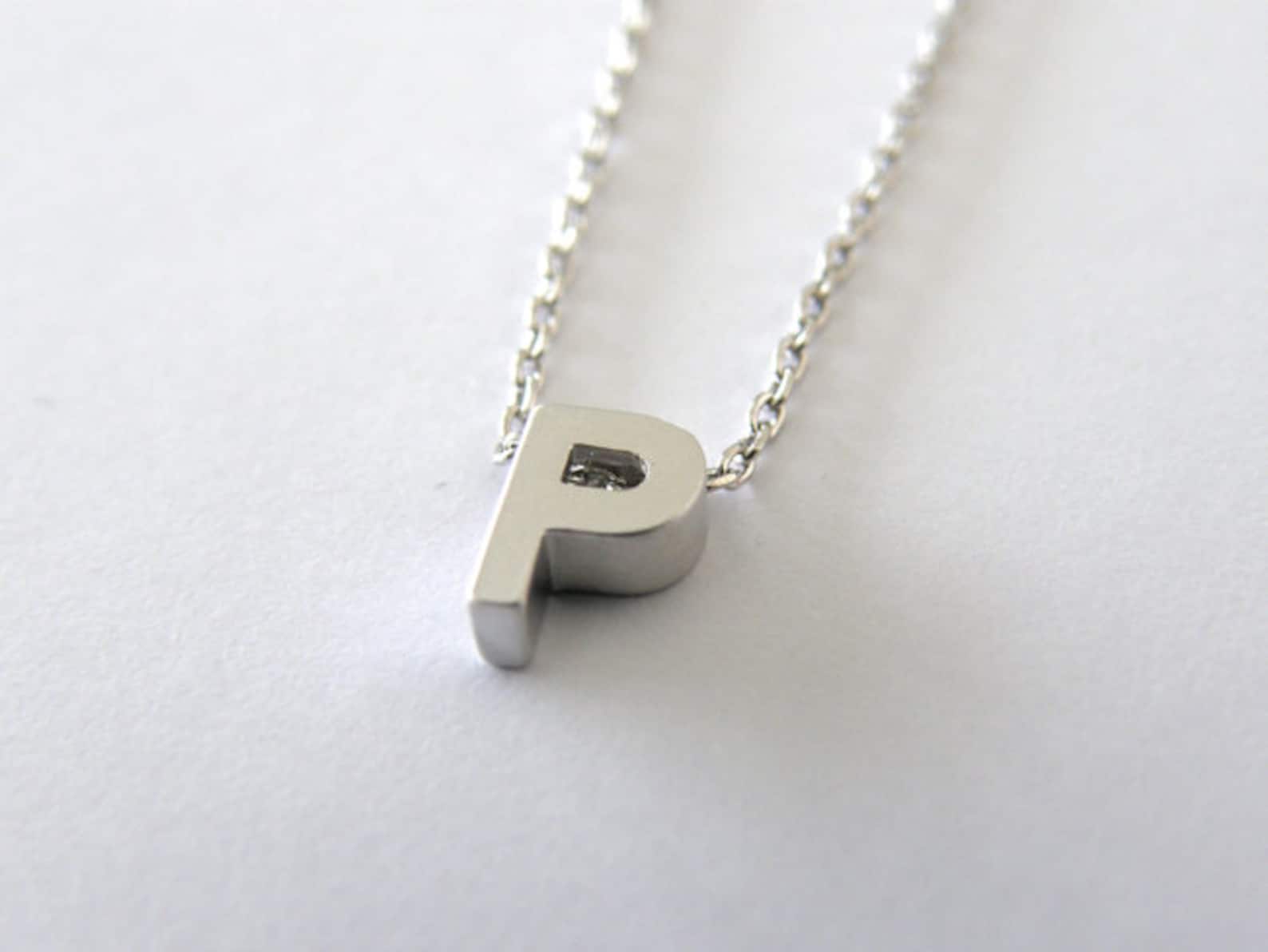 Silver Initial Letter P Necklace, Personalized Necklace, Initial ...