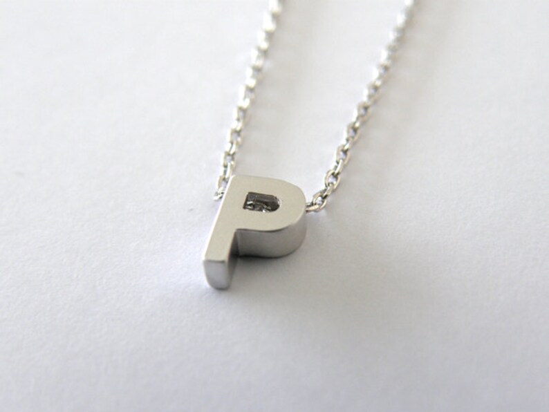 Silver Initial Letter P Necklace, Personalized Necklace, Initial ...