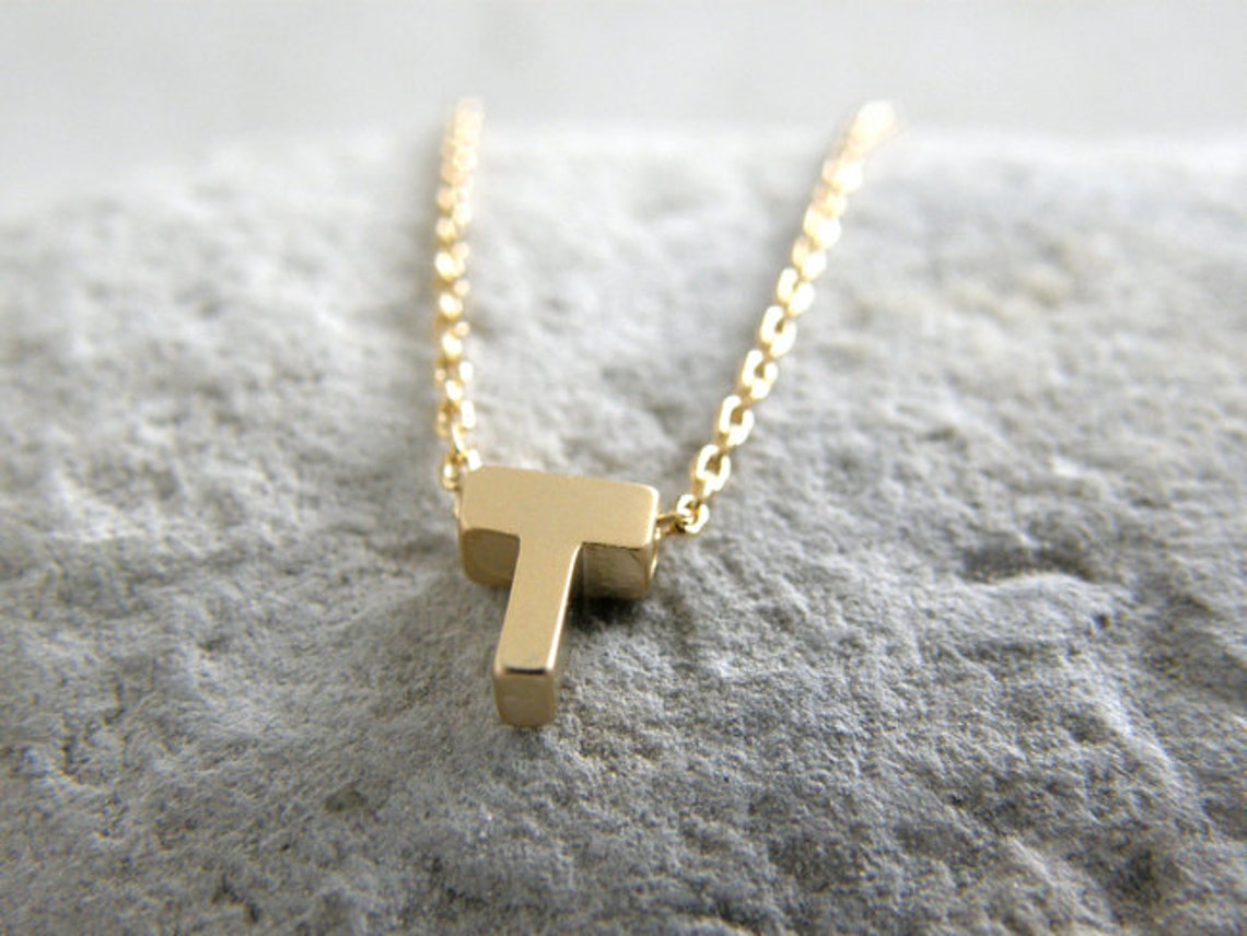 Gold Initial Letter T Necklace, Personalized Necklace, Wedding Jewelry ...