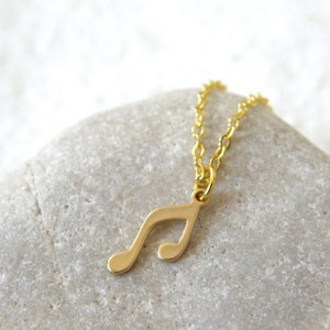 Music Notes Matt Gold Pendant Necklace, Musical Jewelry, Simple, Modern ...