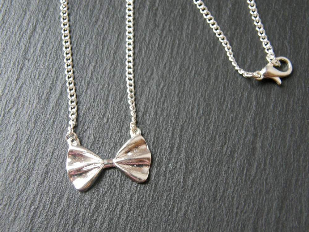 Silver Bow Charm Necklace, Birthday Gift, Gift for Friend, Bridesmaid ...