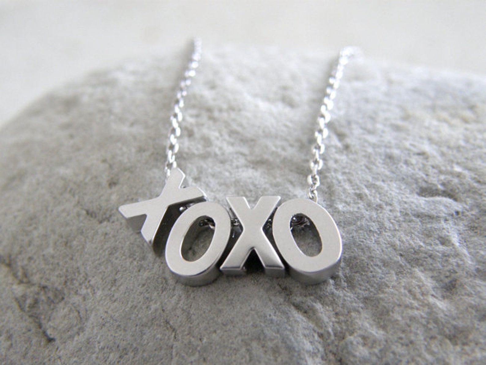 XOXO Silver Necklace, Hugs and Kisses Necklace, Valentines Gift, Gift ...