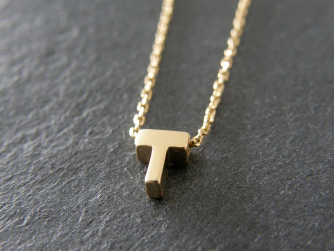Gold Initial Letter T Necklace, Personalized Necklace, Wedding Jewelry ...