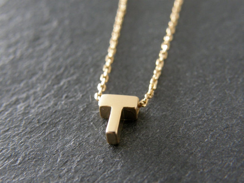 Gold Initial Letter T Necklace, Personalized Necklace, Wedding Jewelry ...