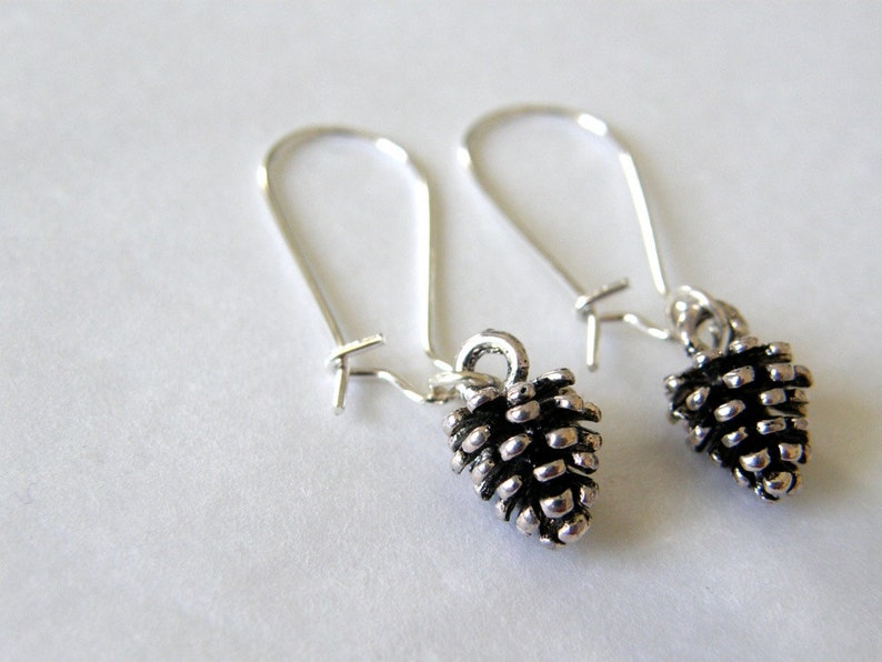 Antique Silver Pine Cone Dangle Earrings, Pine Nut, Drop Earrings ...