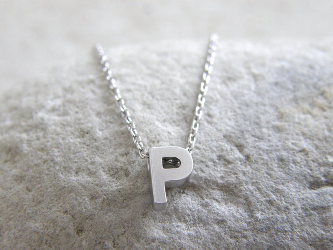 Silver Initial Letter P Necklace Personalized Necklace | Etsy