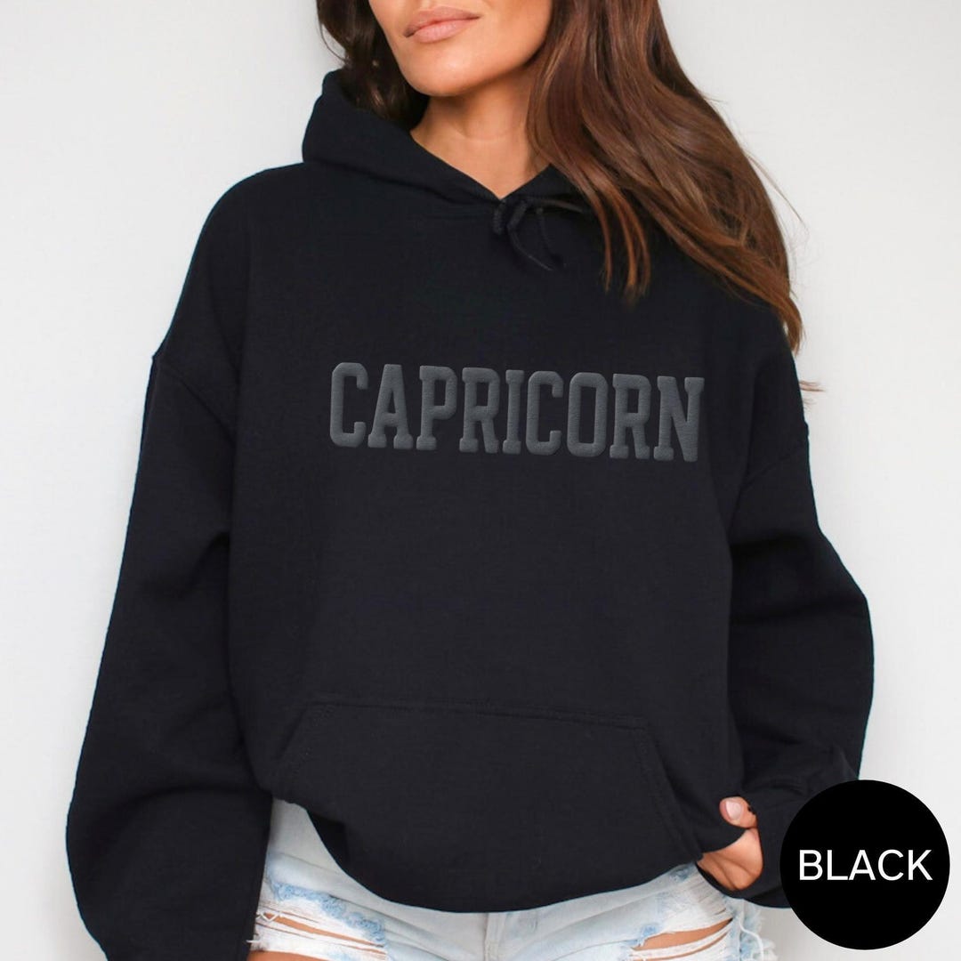 BLACK Capricorn Zodiac Puff Print Sweatshirt T-shirt Hoodie Birthday ...