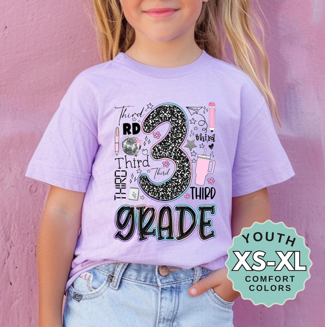 Third Grade Girl Shirt Back to School Outfit Kids Tee Gift for 3rd ...
