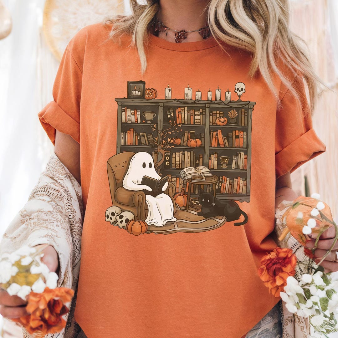 Ghost Library Reading Shirt: Halloween Book Lover Sweatshirt - Etsy