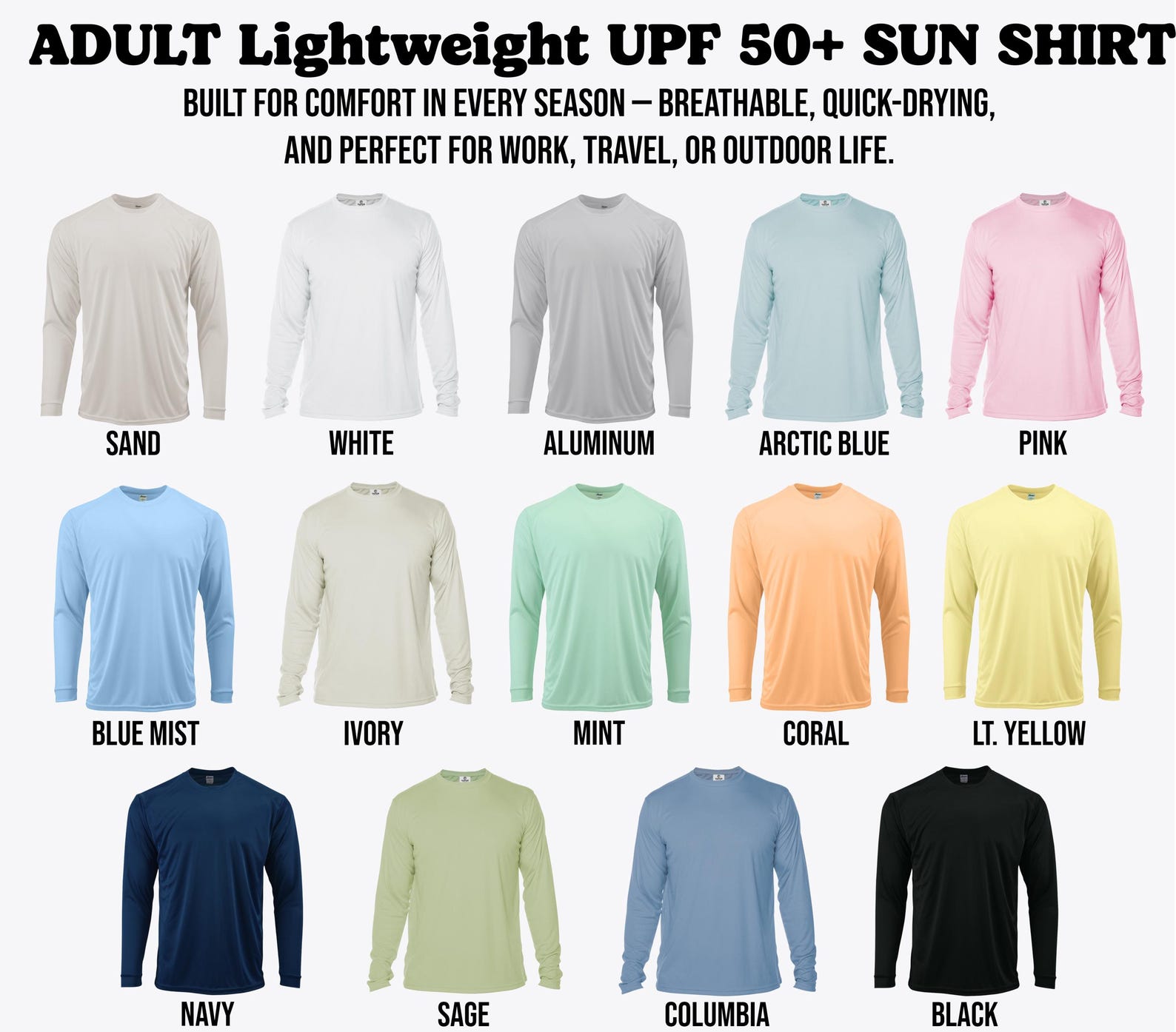 Upf 50 Work Shirts Long Sleeve Crew Personalized Company Logo Shirts ...