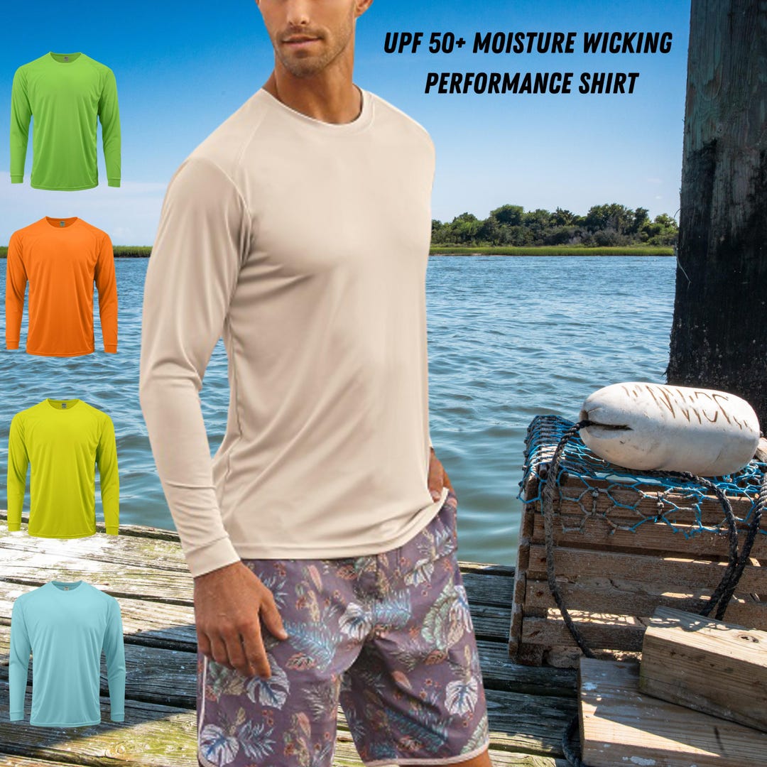 Blank Moisture Wicking Performance Shirt, UPF50+ Sun Protection Long ...