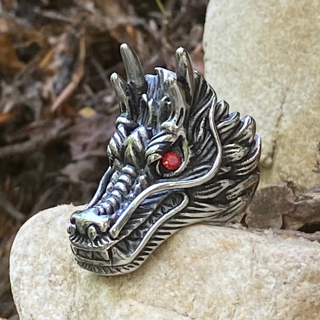 SR25R. Mystical Dragon Ring Red Eye Dragon Knuckle Ring. Fire - Etsy