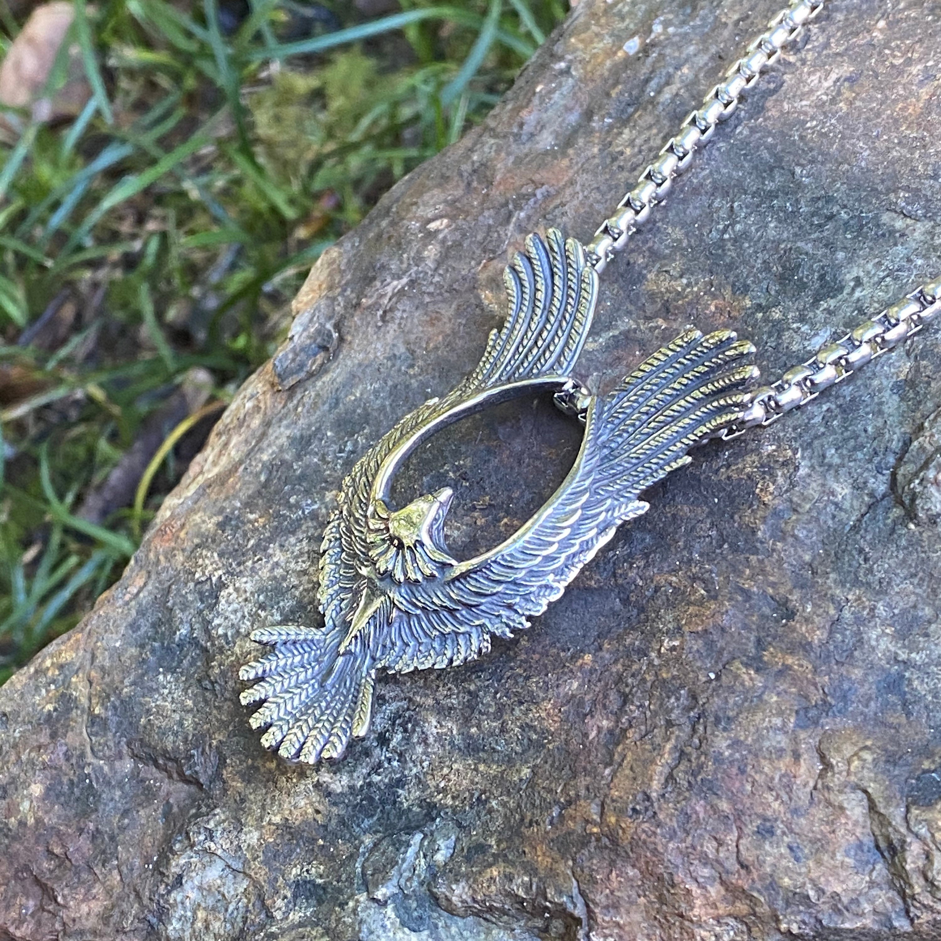 HN65 Reversible Wings of an Eagle Stainless Steel Pendant on | Etsy