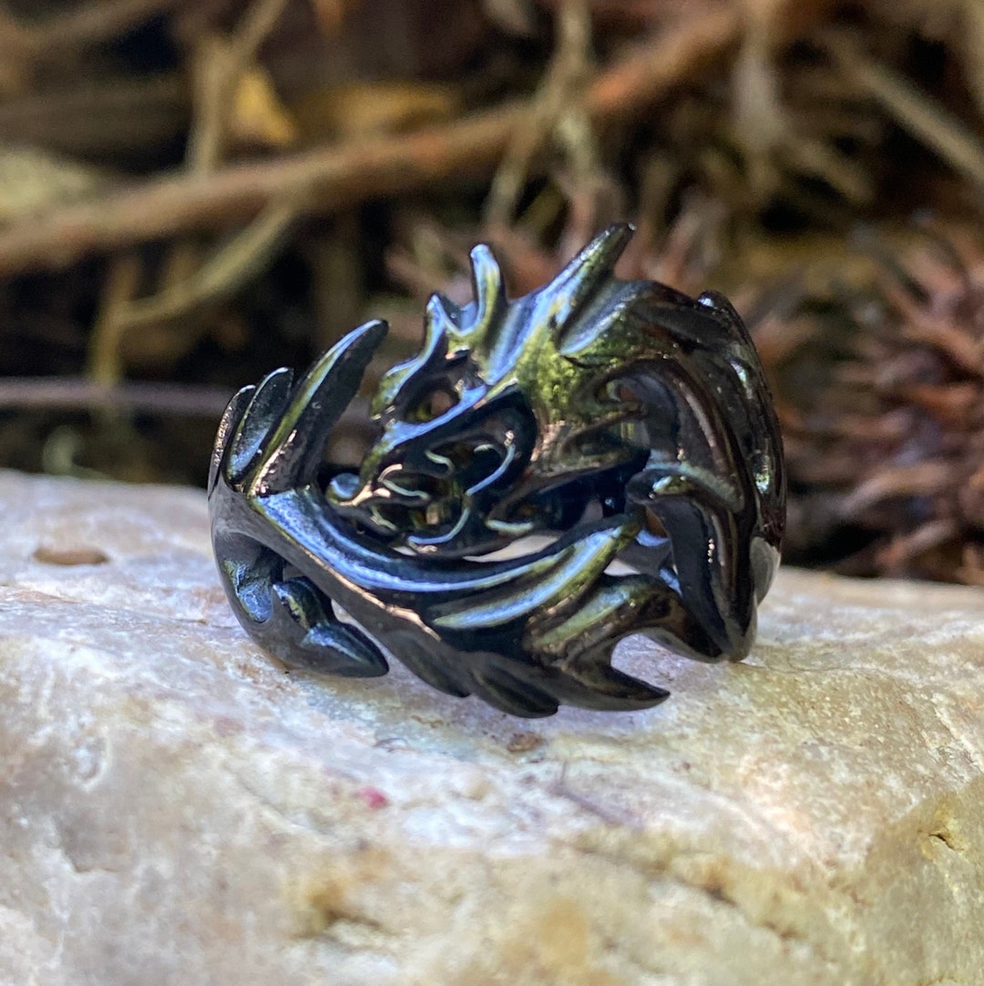 SR21B. Fireside Dragon Mystical Ring Unique Quality 316L Stainless ...