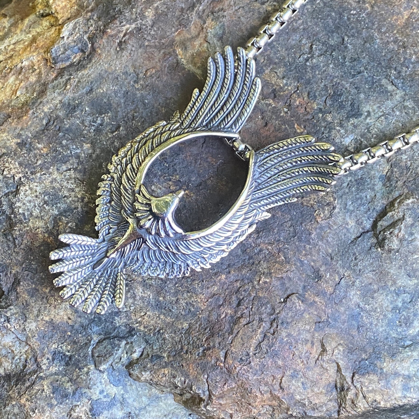 HN65 Reversible Wings of an Eagle Stainless Steel Pendant on - Etsy