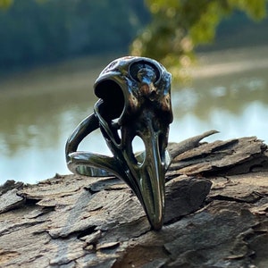 SR22. Raven Crow Bird Skull Ring Unique Quality 316L Stainless Steel ...