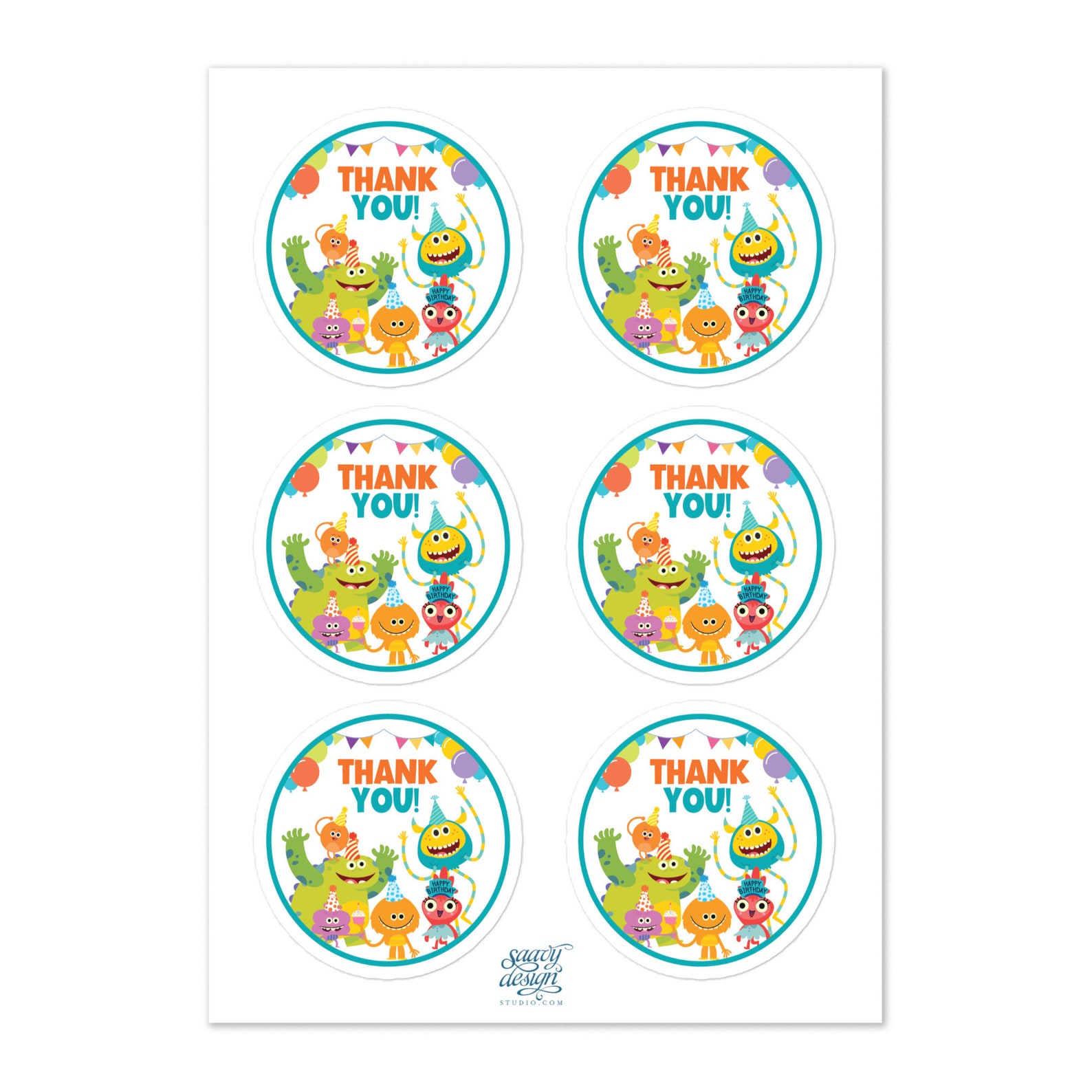 Super Simple Songs Birthday Thank You Sticker Sheet 6 Stickers per ...