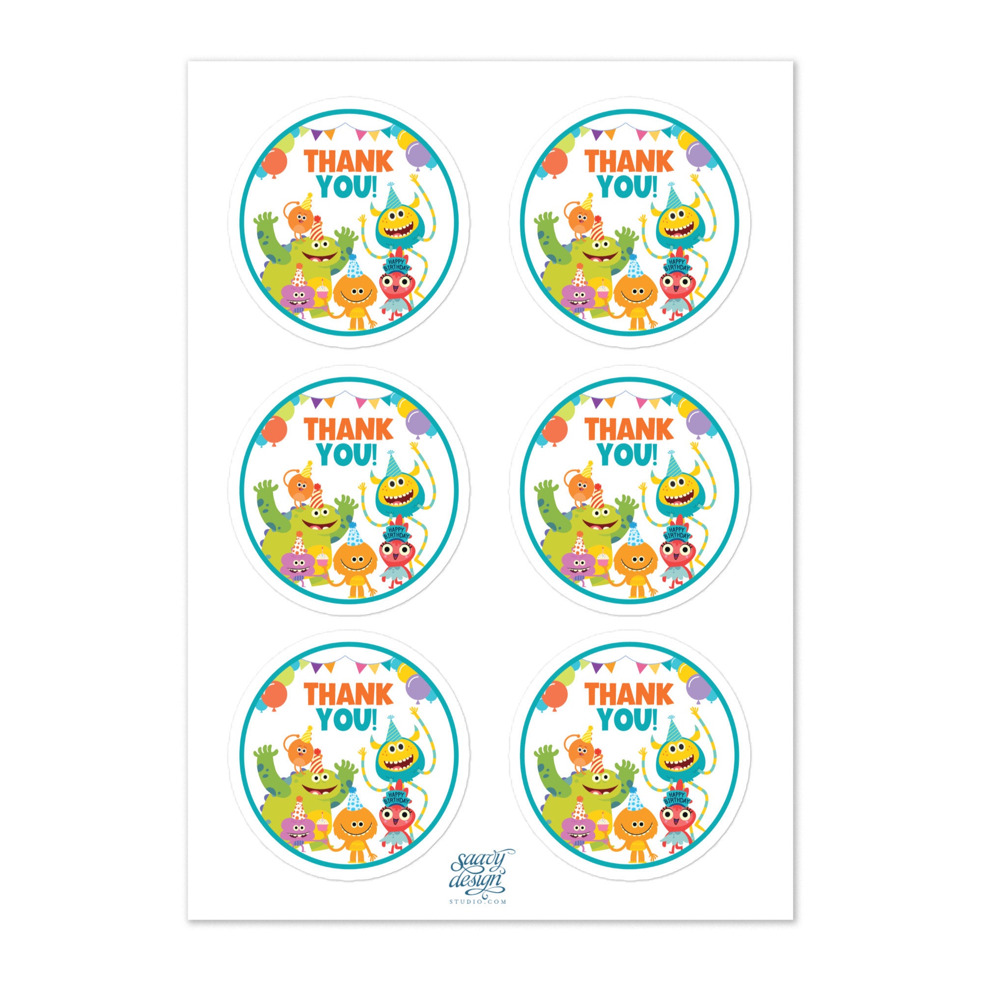 Super Simple Songs Birthday Thank You Sticker Sheet 6 Stickers per ...