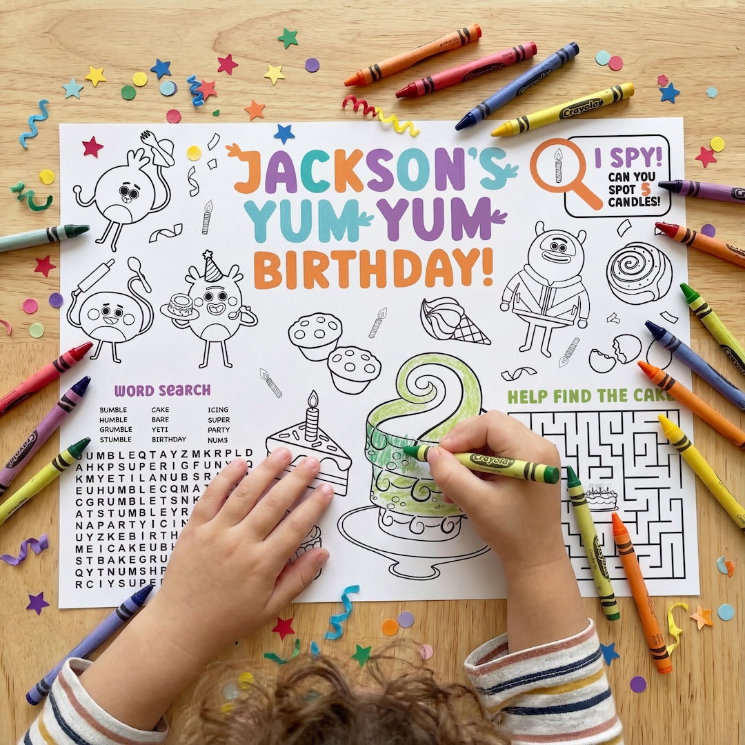 The Bumble Nums Personalized Birthday Party Coloring Activity Page ...