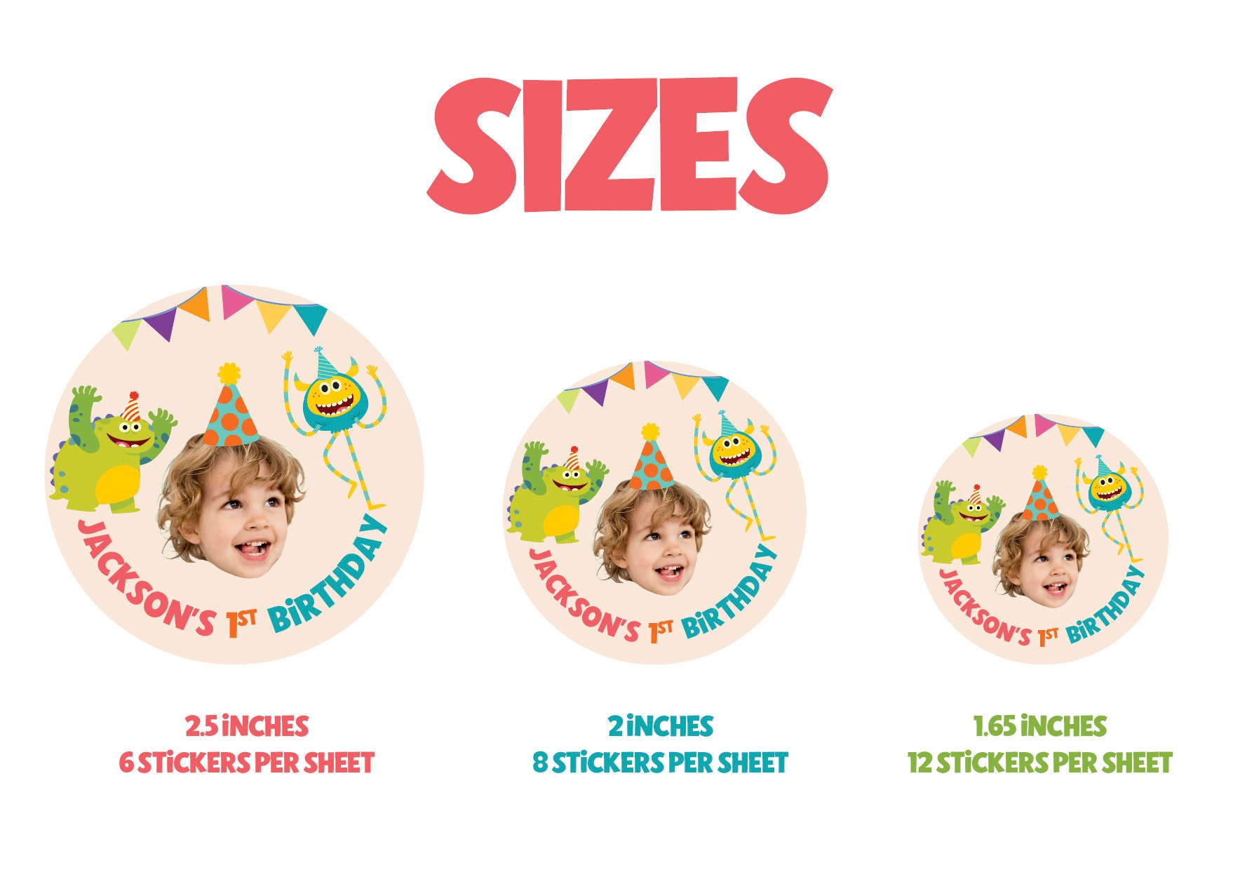 Personalized Birthday Stickers: Monster Party Favor Stickers - Etsy