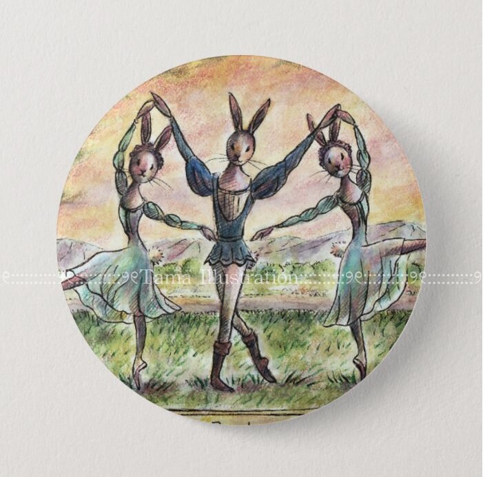 Ballet Merde Gift - Swan Lake Ballet Bunny Buttons (set of 2) - Etsy