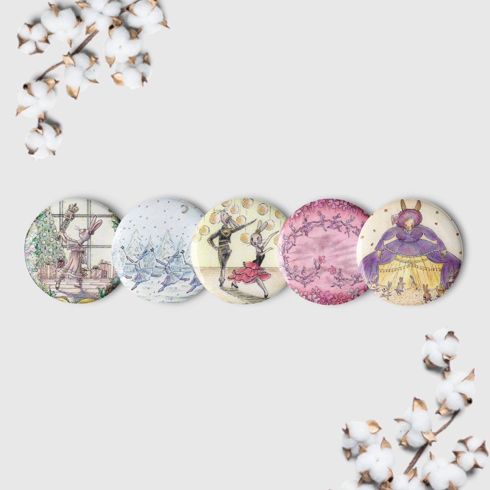 Nutcracker Ballet Bunnies Buttons (set of 2 - 2.25" Dia.) - Etsy