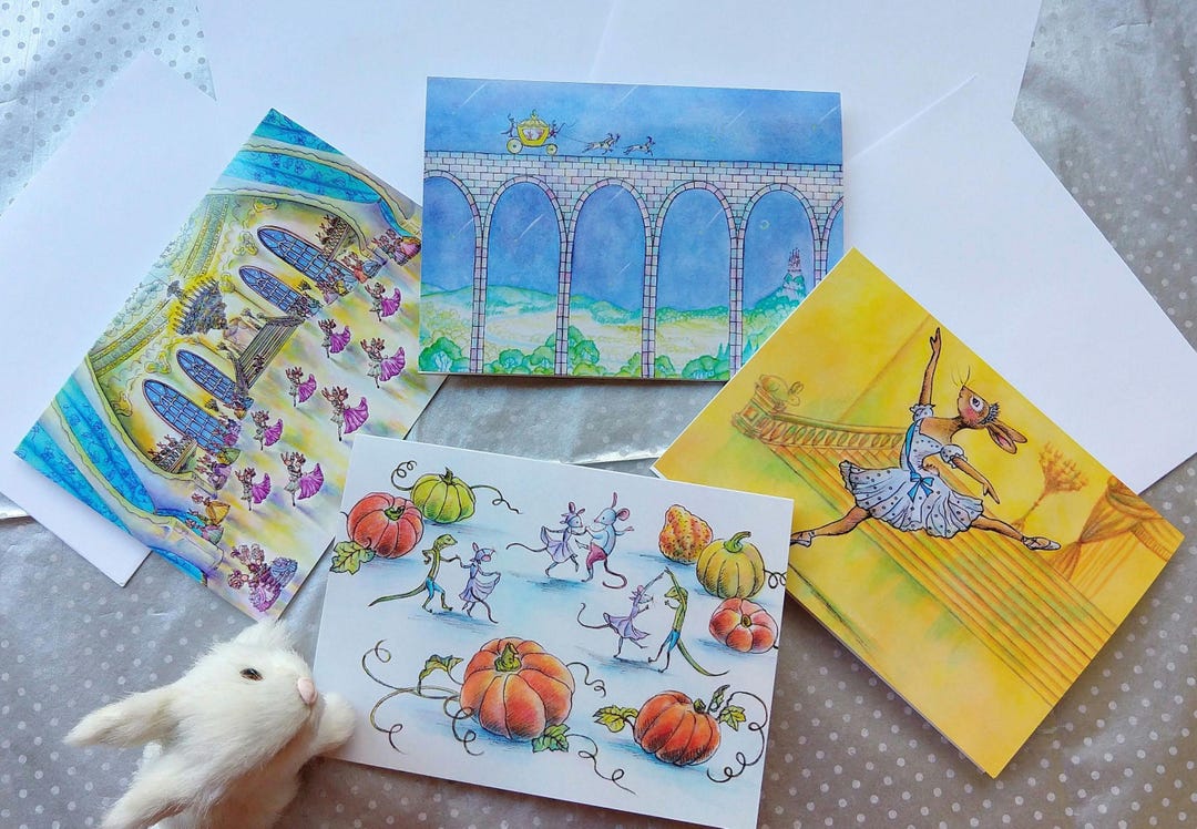 Cinderella Ballet Bunnies Note Card Set B (4 Card With Envelope) - Etsy