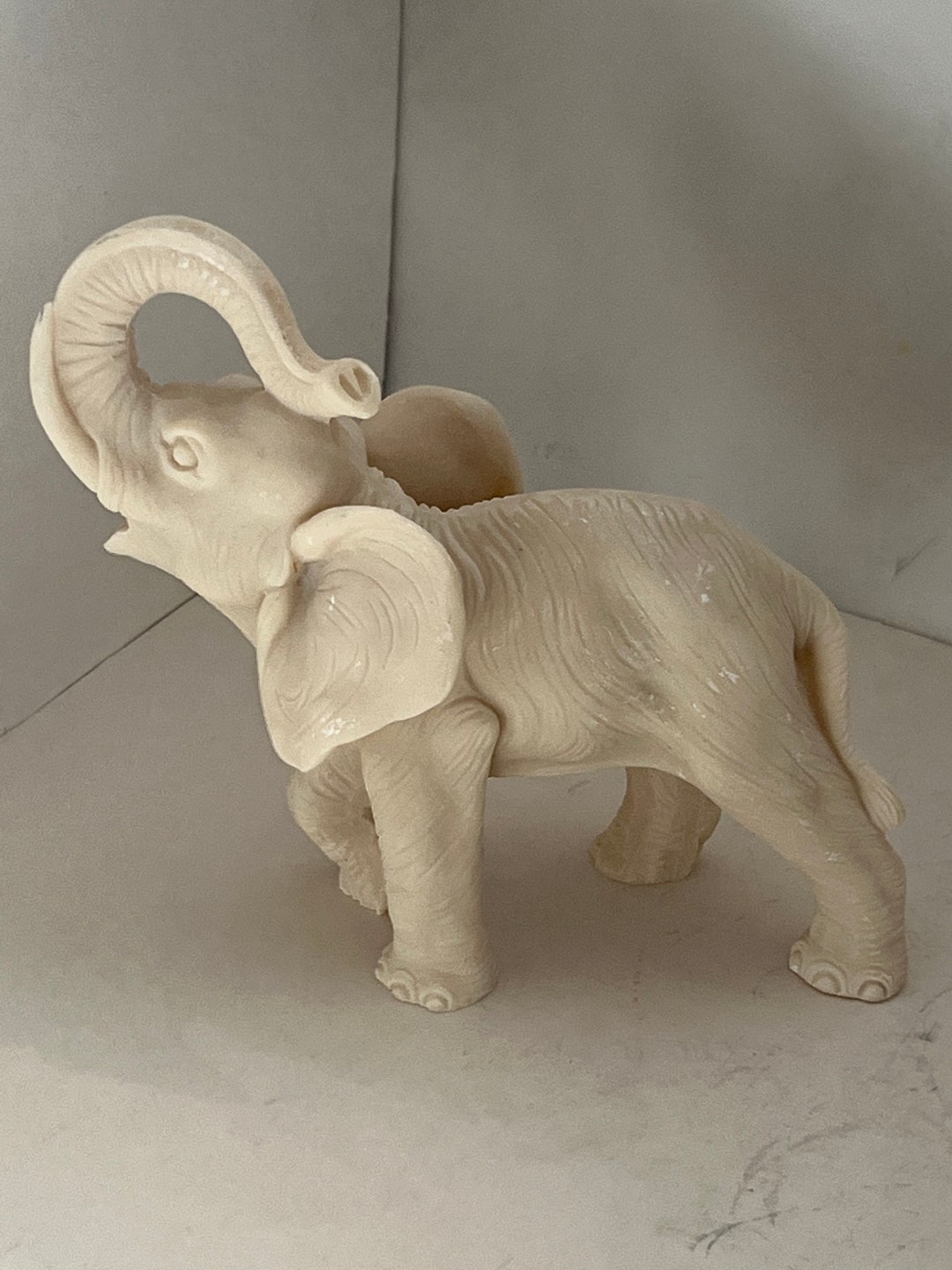 Vintage Dime Store Large Resin Elephant Statue Trunk Up. - Etsy