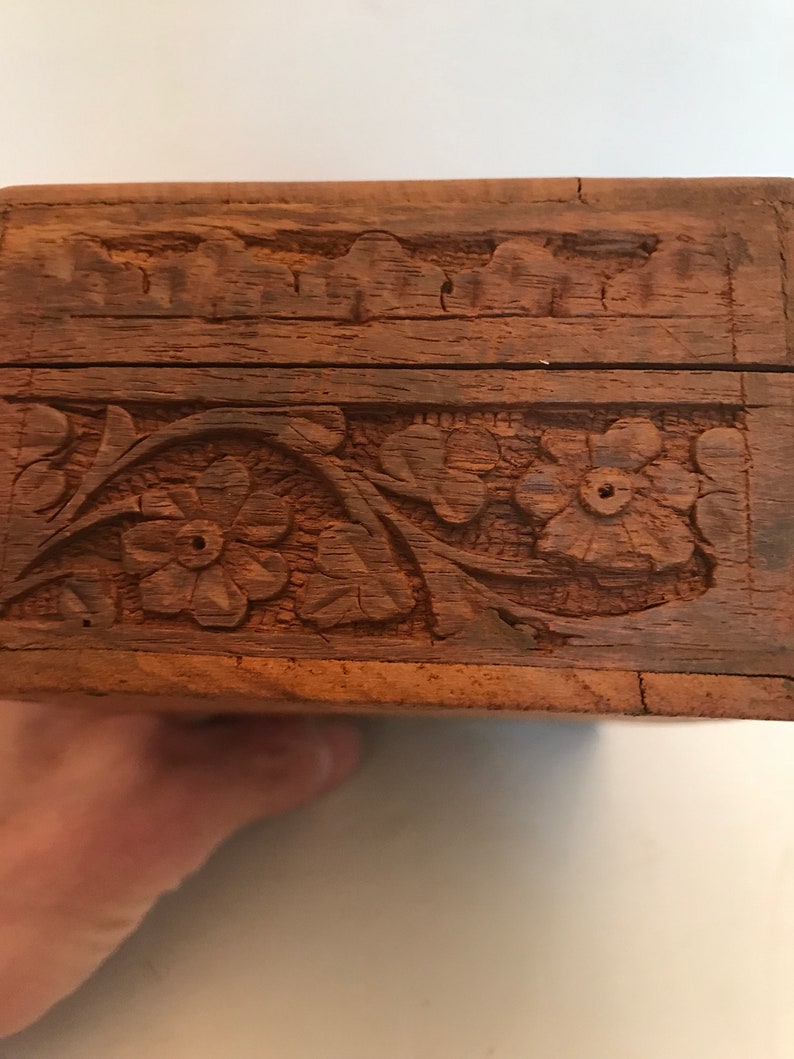 Vintage Hand Carved Sheesham Wooden Box. | Etsy