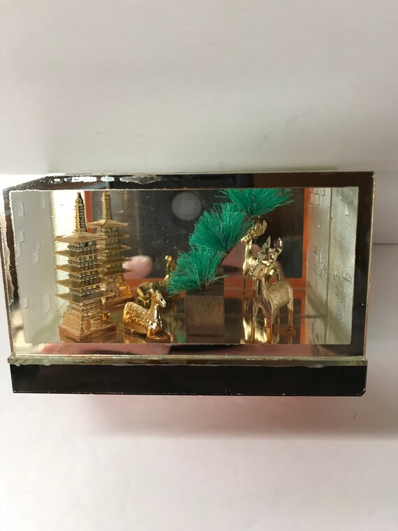 Art & Collectibles Vintage Japanese Glass Picture of a Pagoda Panels ...