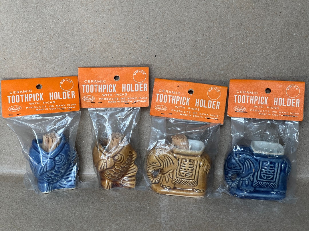 Vintage Ceramic Elephant or Fish Toothpick Holder - South Vietnam - Etsy