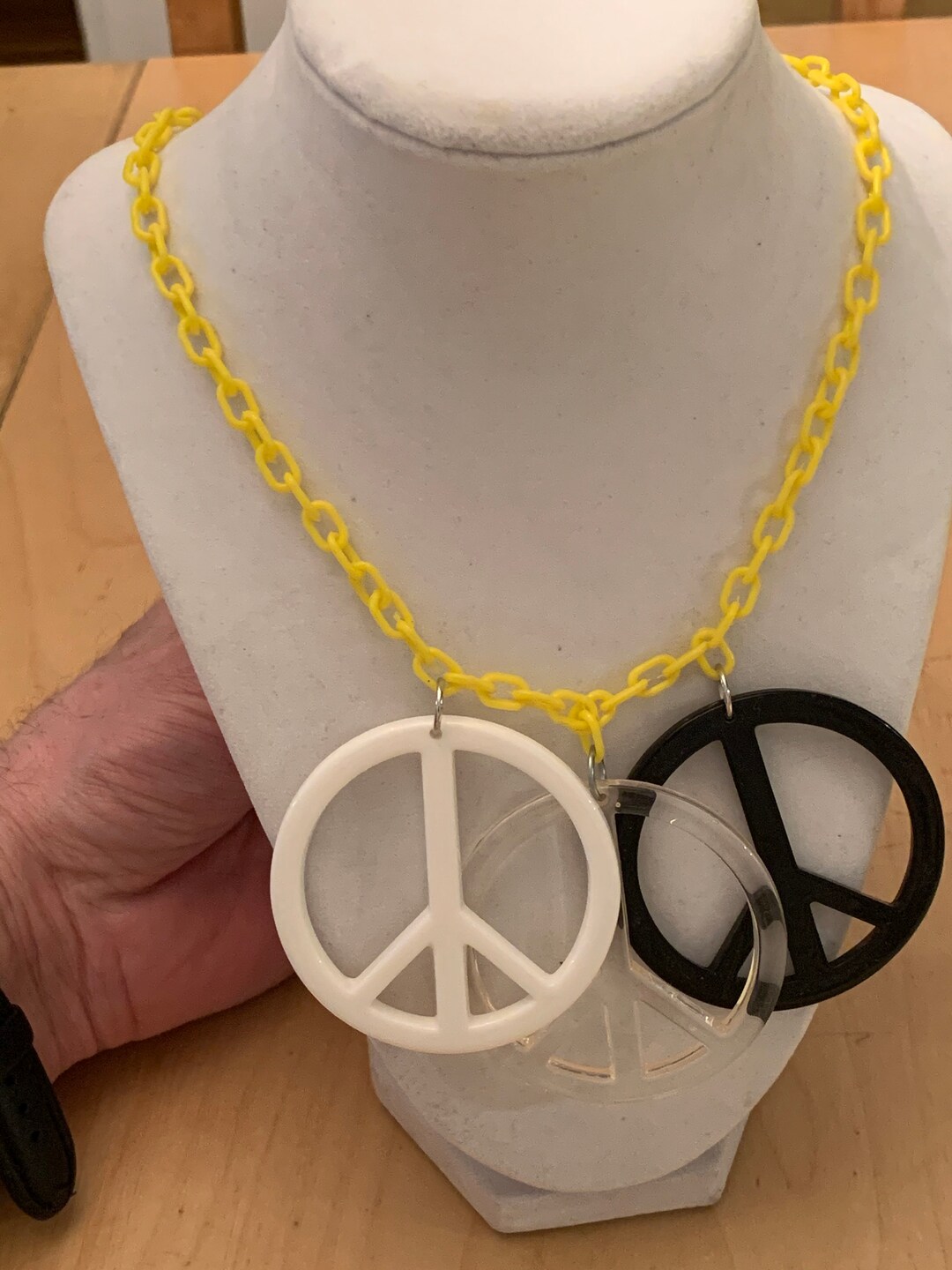 Triple Peace Signs on Small Yellow Chain Handmade Recycled - Etsy