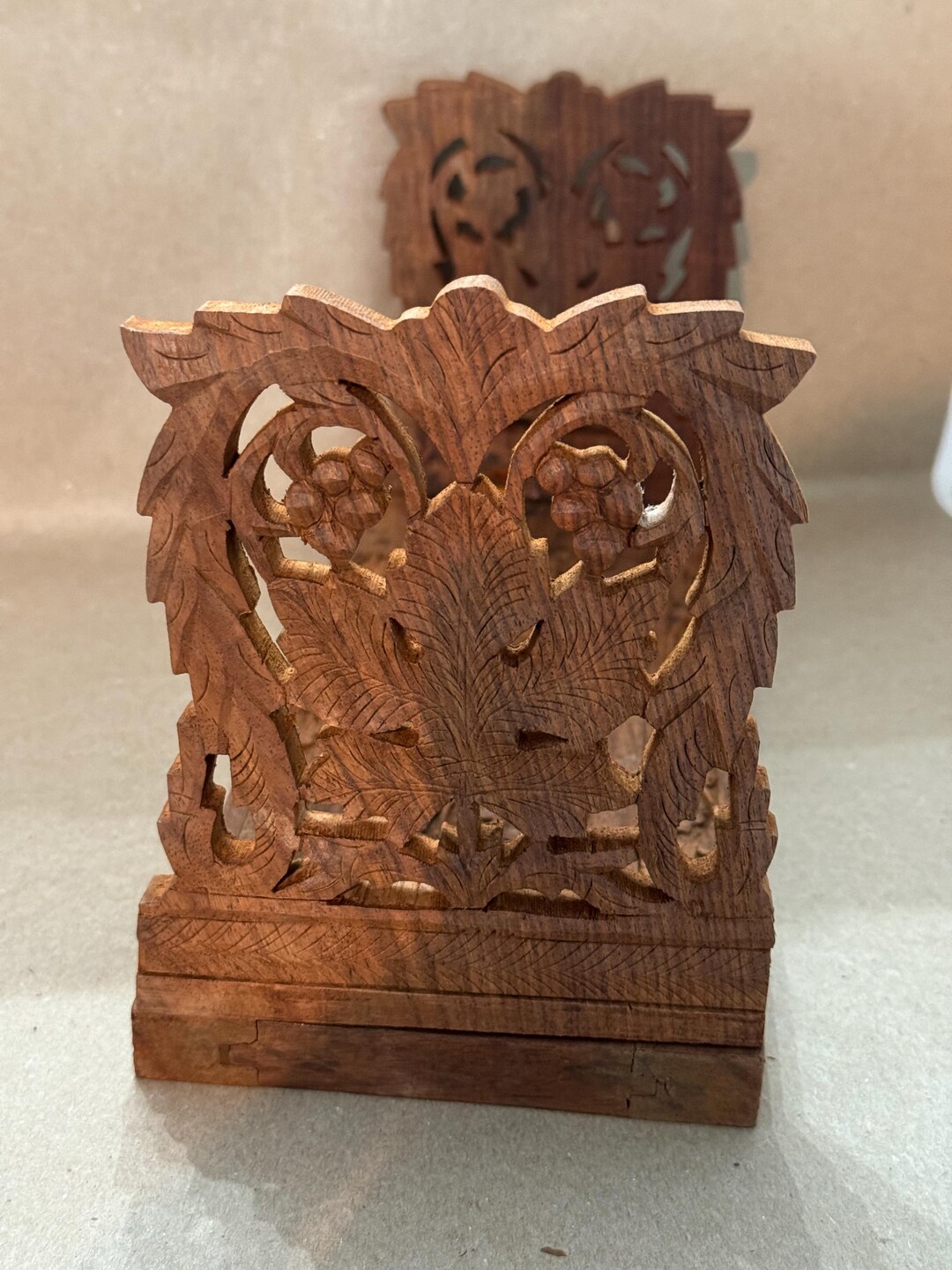 Vintage Dime Store Sheesham Hand Carved Wooden Adjustable Bookshelf ...