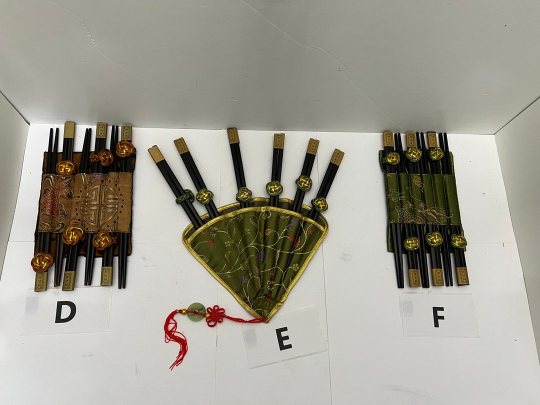 Vintage Dime Store Chop Stick Sets With Silk Embroidered Holders Choose ...