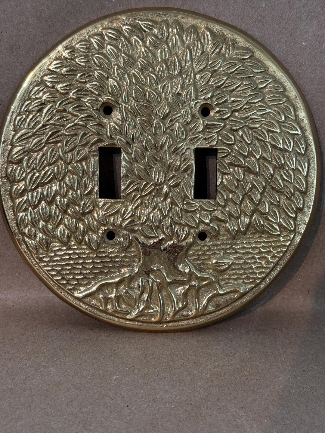 Vintage Dime Store Solid Round Wall Switch Plate With Tree Design - Etsy