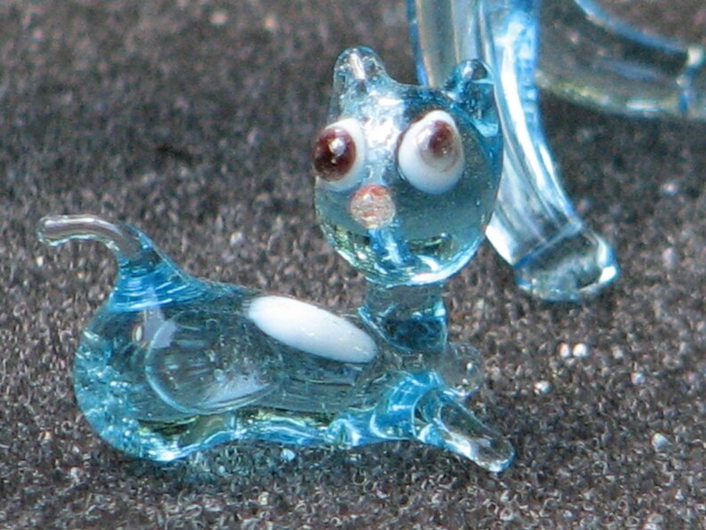 Vintage Dime Store Hand Blown Glass Blue Cat Set #1303 - Etsy
