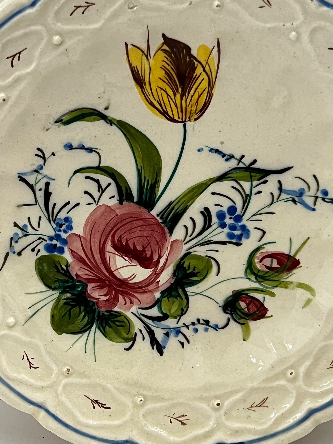 Vintage Dime Store Ceramic Small Hand Painted Flower Plate ITALY 1950’S ...