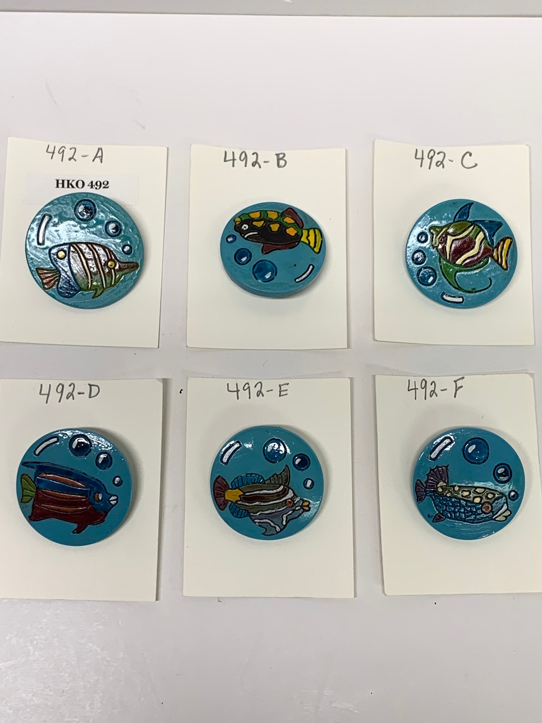 Vintage Large Dime Store Hand Painted Fish Scene Pinback. - Etsy