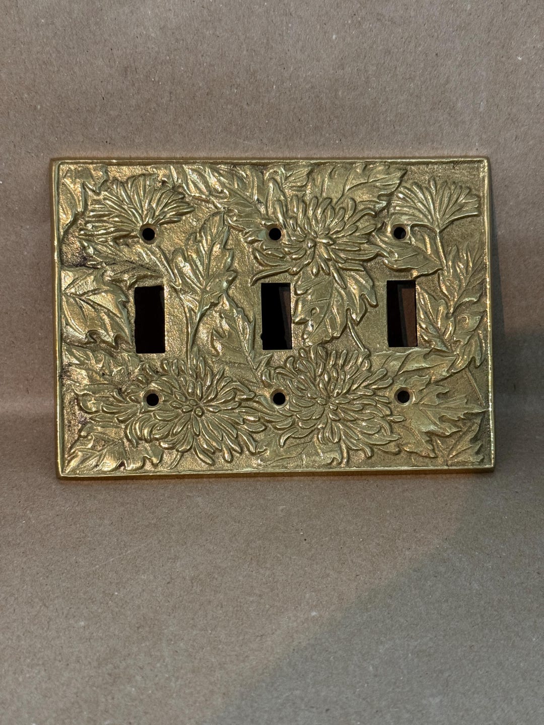 Vintage Dime Store Solid Square Triple Wall Switch Plate With Floral ...