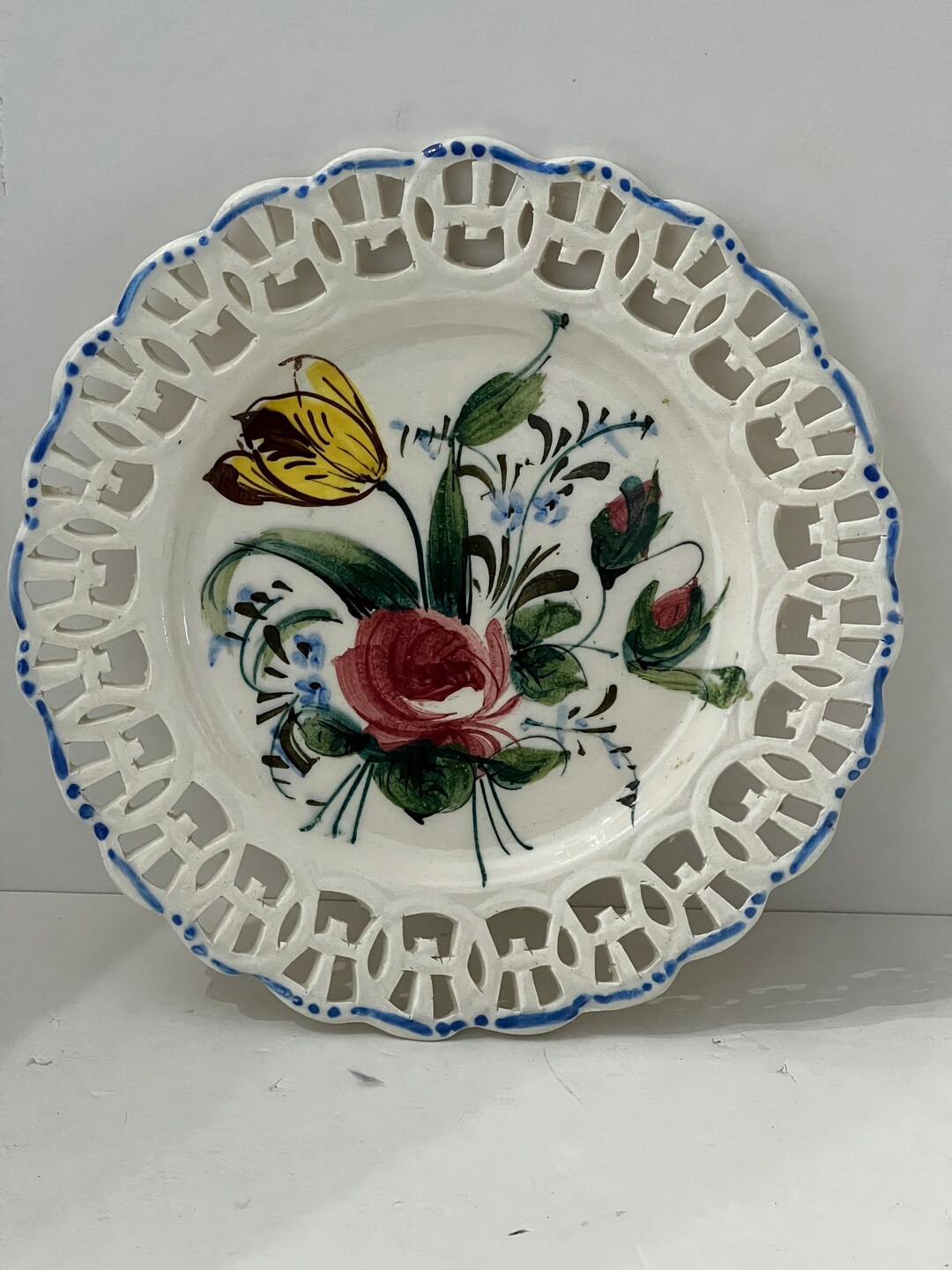 Vintage Dime Store Floral Plate With Lattice Wall Décor. - Etsy
