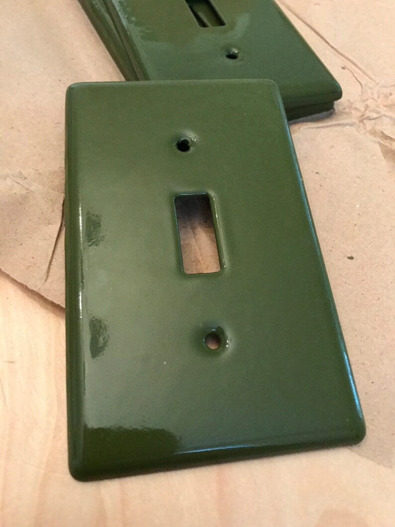 Vintage Olive Green Enamel Light Switch Wall Plates - Etsy