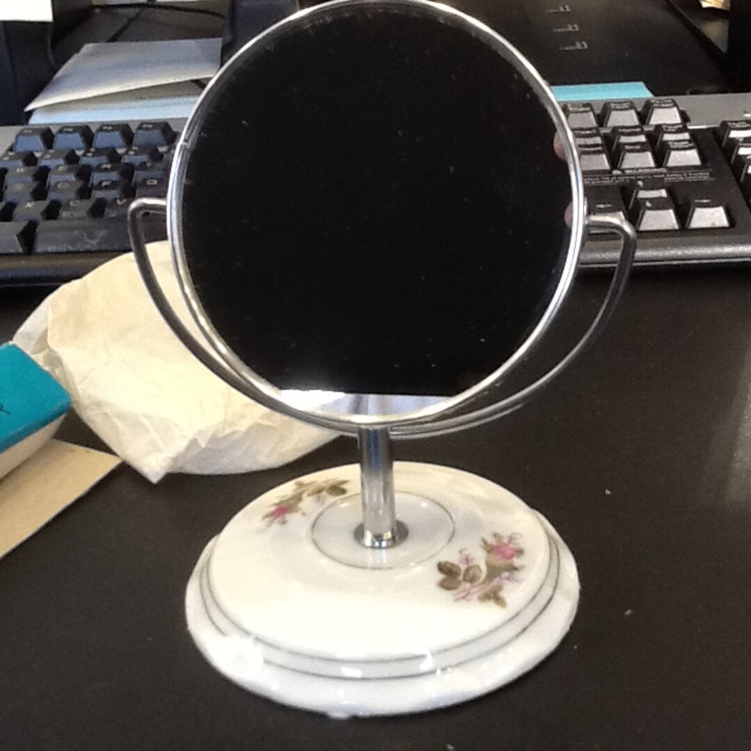 Vintage Round Ceramic Base Tray Mirror Boxed Made in USA Boxed - Etsy